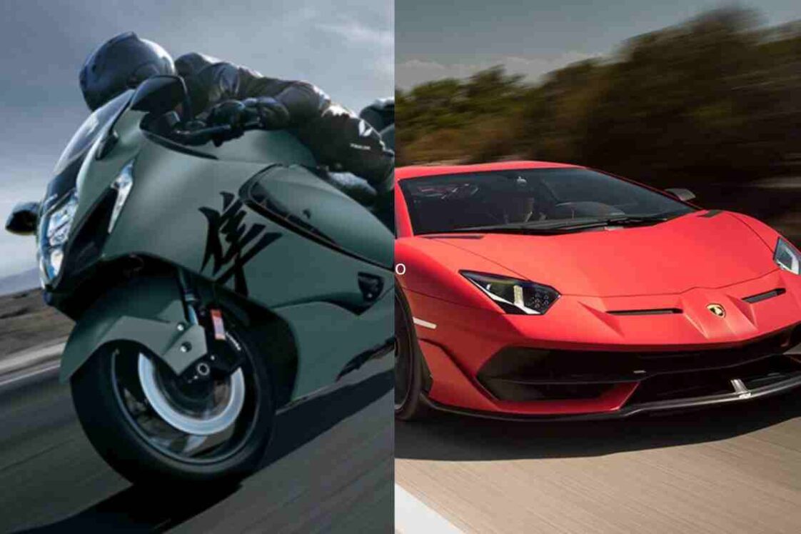 Una Suzuki Hayabusa sfida una Lamborghini Aventador sul rettilineo ...
